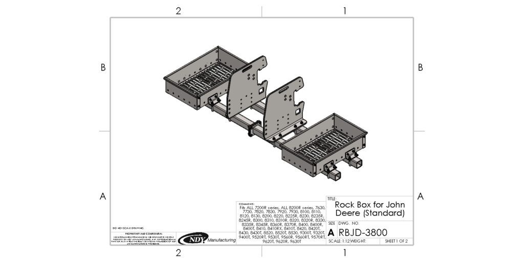 Rock Box for John Deere® 5000, 6000, 7000, 8000, 9000 with weights ...
