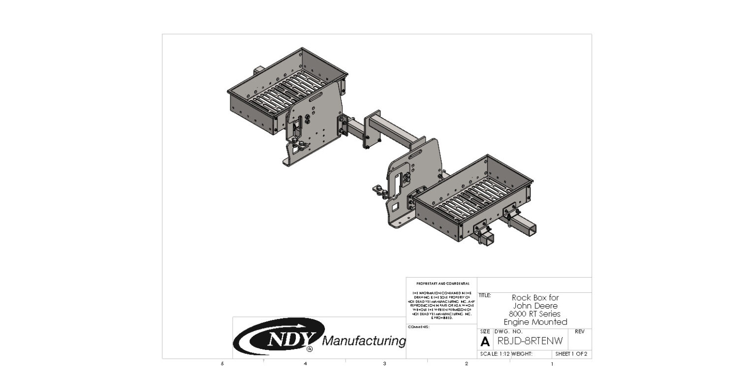 Rock Box for John Deere® 8000 RT Series Engine Mounted - NDY Manufacturing