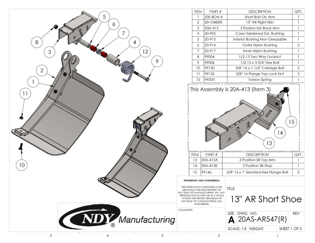 Stalk Stomper, Right, Arm and Shoe Assembly - NDY Manufacturing