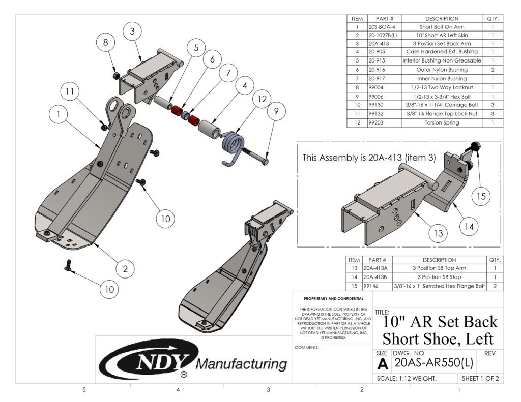 Stalk Stomper, Left, Arm and Shoe Assembly - NDY Manufacturing