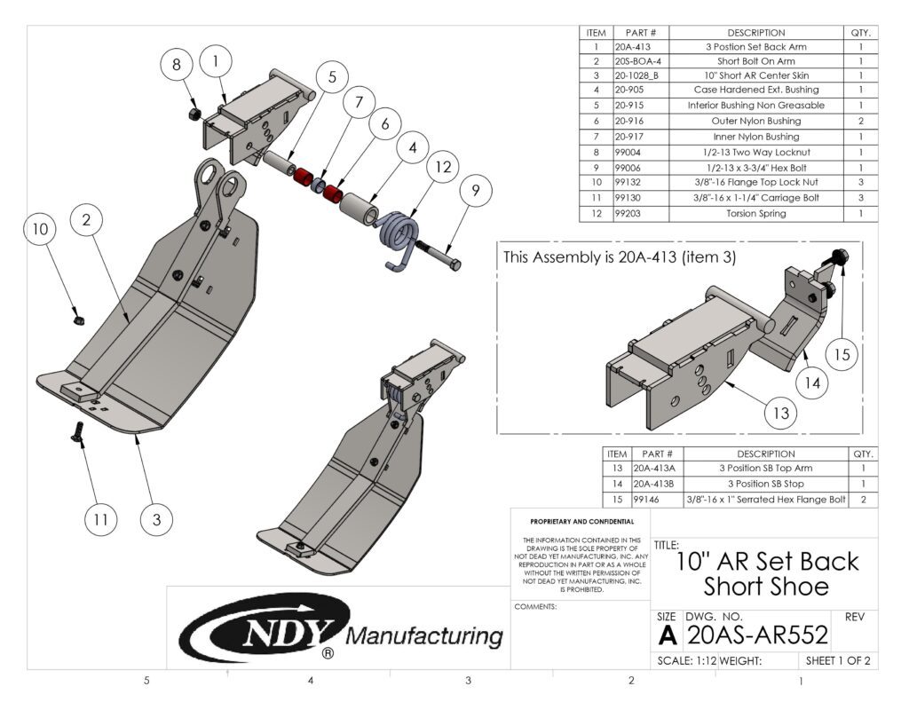 Stalk Stomper, Center, Arm and Shoe Assembly - NDY Manufacturing