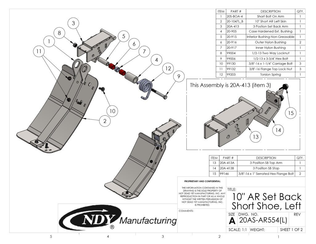 Stalk Stomper, Left, Arm and Shoe Assembly - NDY Manufacturing
