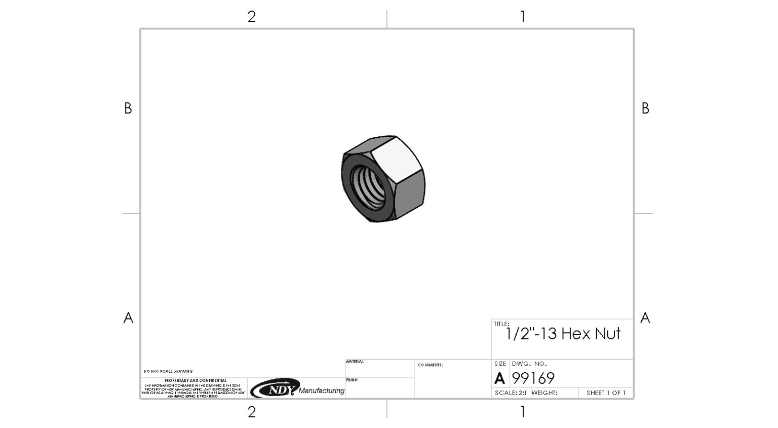 1/2" - 13 Hex Nut - NDY Manufacturing