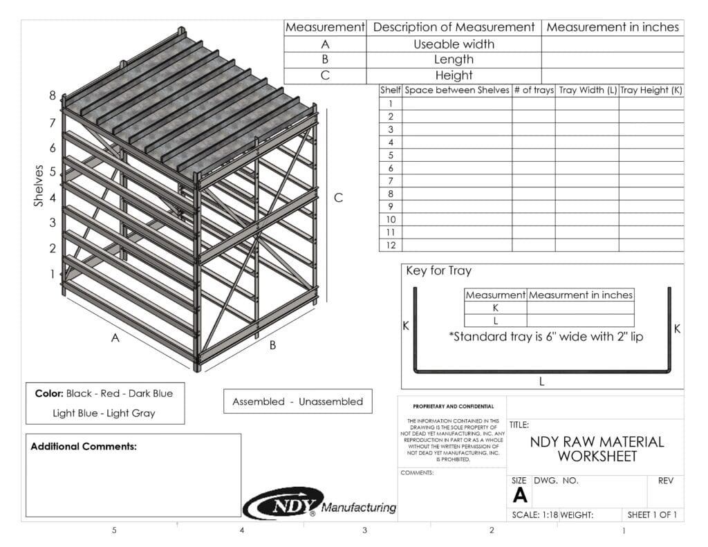 Raw Material Rack 72"W x 72"H x 36"L - NDY Manufacturing