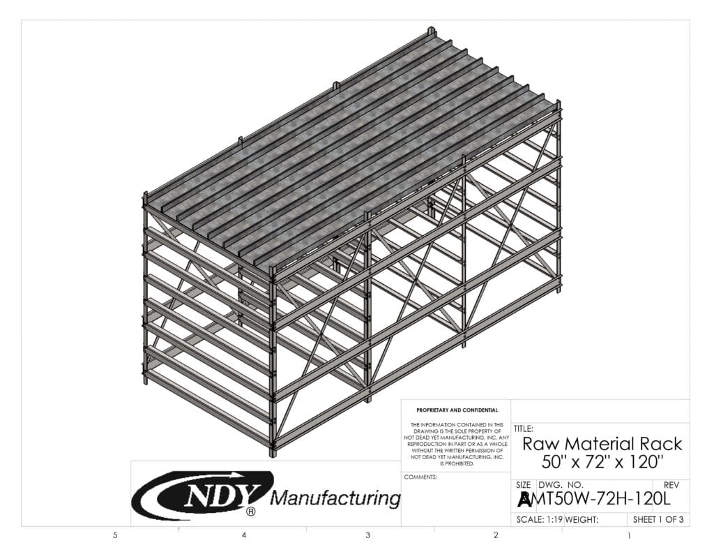 Raw Material Rack 50"W x 72"H x 120"L - NDY Manufacturing