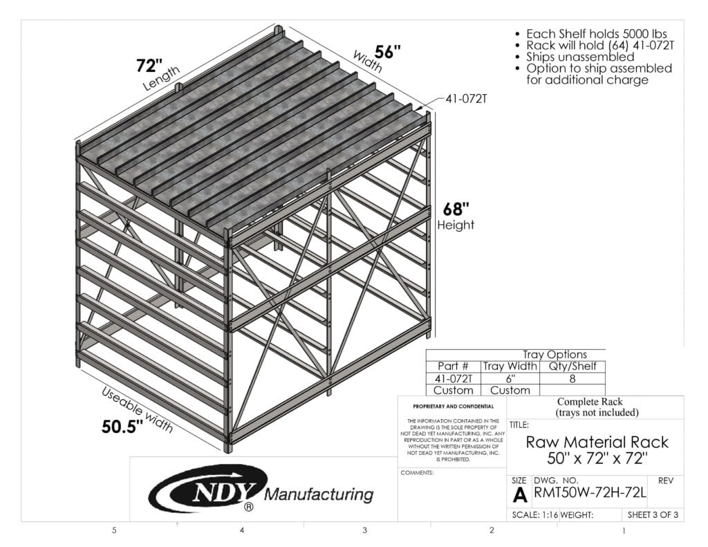 Raw Material Rack 50"W x 72"H x 72"L - NDY Manufacturing