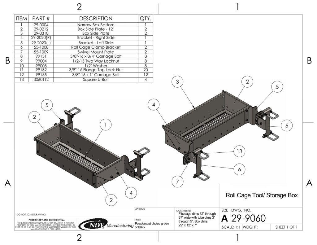 Tractor, Fork Truck, Off Road Tool Box with Adjustable Brackets - NDY ...