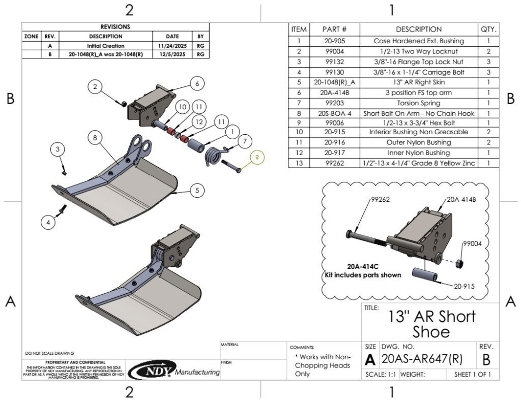 Stalk Stomper, Right, Front Stop Arm and Shoe Assembly - 13" Wide - NDY ...